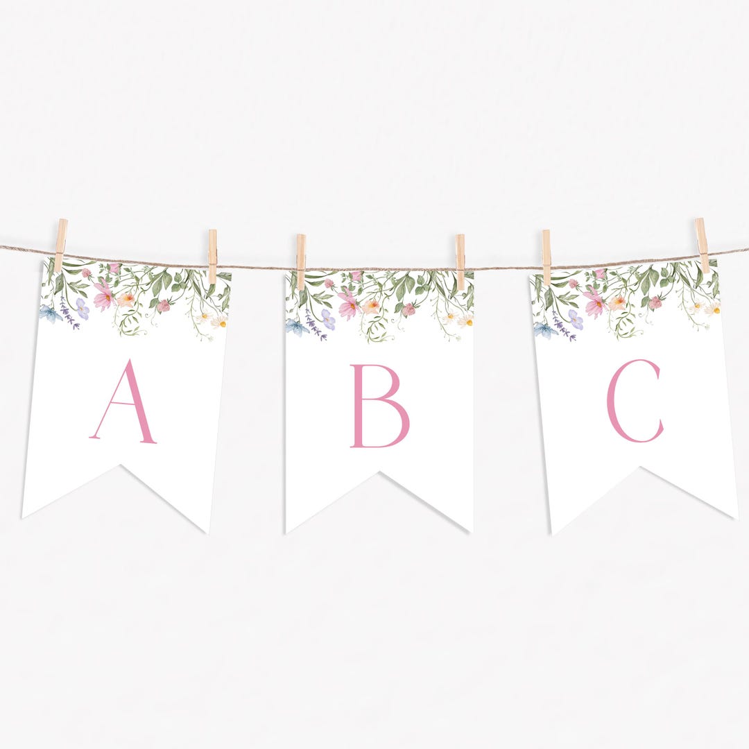 Wildflower Banner Template Garden Baby Shower Custom Banner Pastel ...