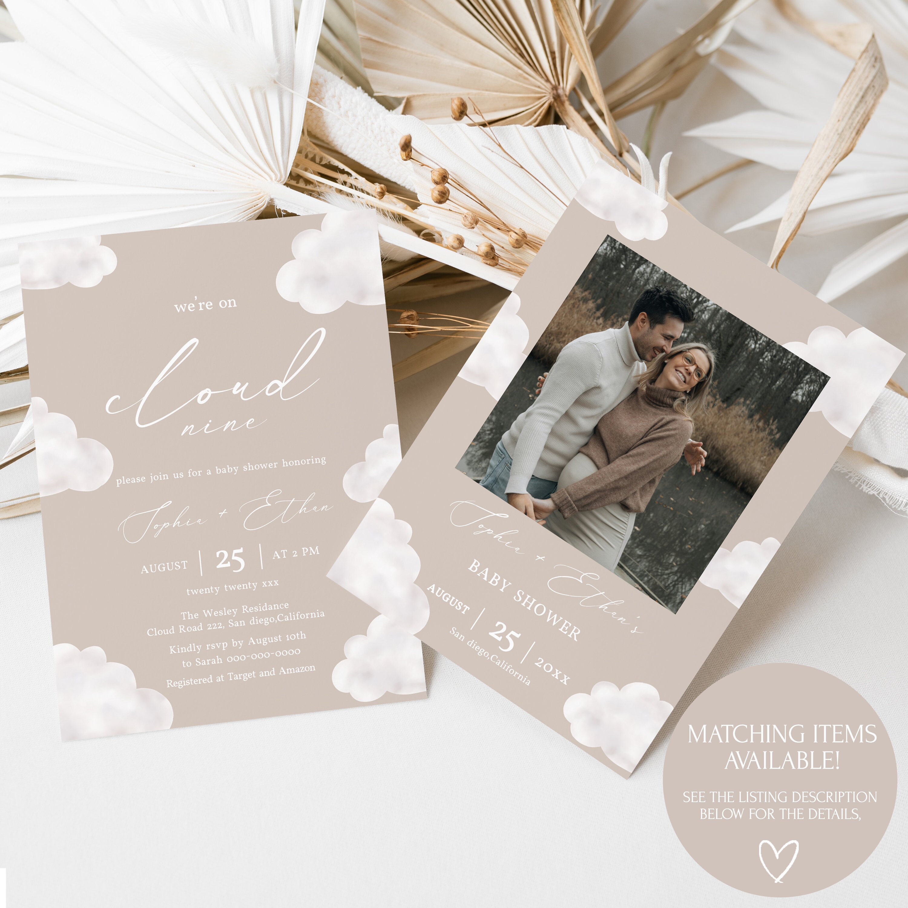 Neutral Cloud Banner Template Gender Neutral Baby Shower Custom Banner ...