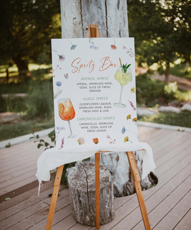 Wildflower Spritz Bar Sign Floral Spritz Station Sign Love at First ...
