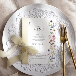 Wildflower Menu Template Floral Wedding Menu Boho Flowers Event Menu ...