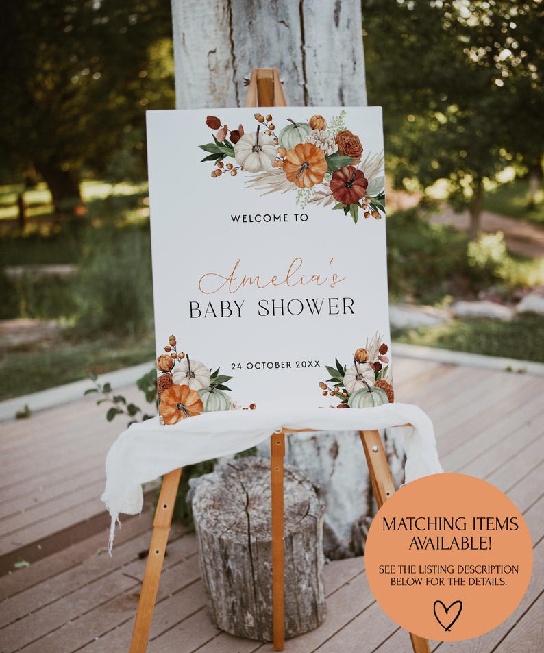 Little Pumpkin Baby Shower Signs Bundle Boho Fall Table Signs Set ...