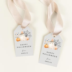 Cute Ghost Halloween Tag Template Editable Happy Halloween Tag Spooky ...