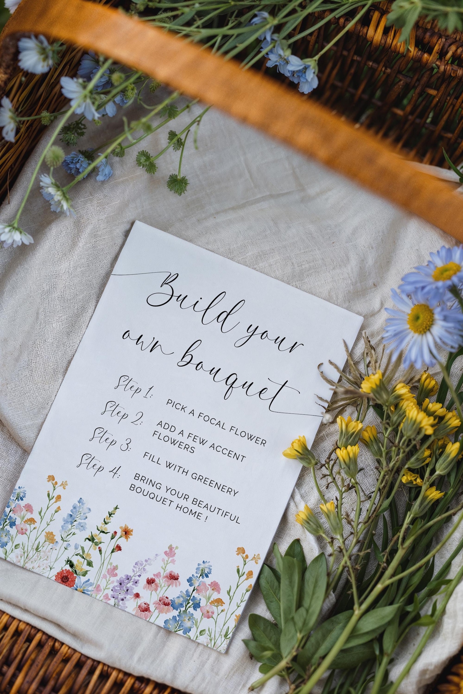 Wildflower Flower Bar Sign Template Botanical Bridal Shower Build Your ...