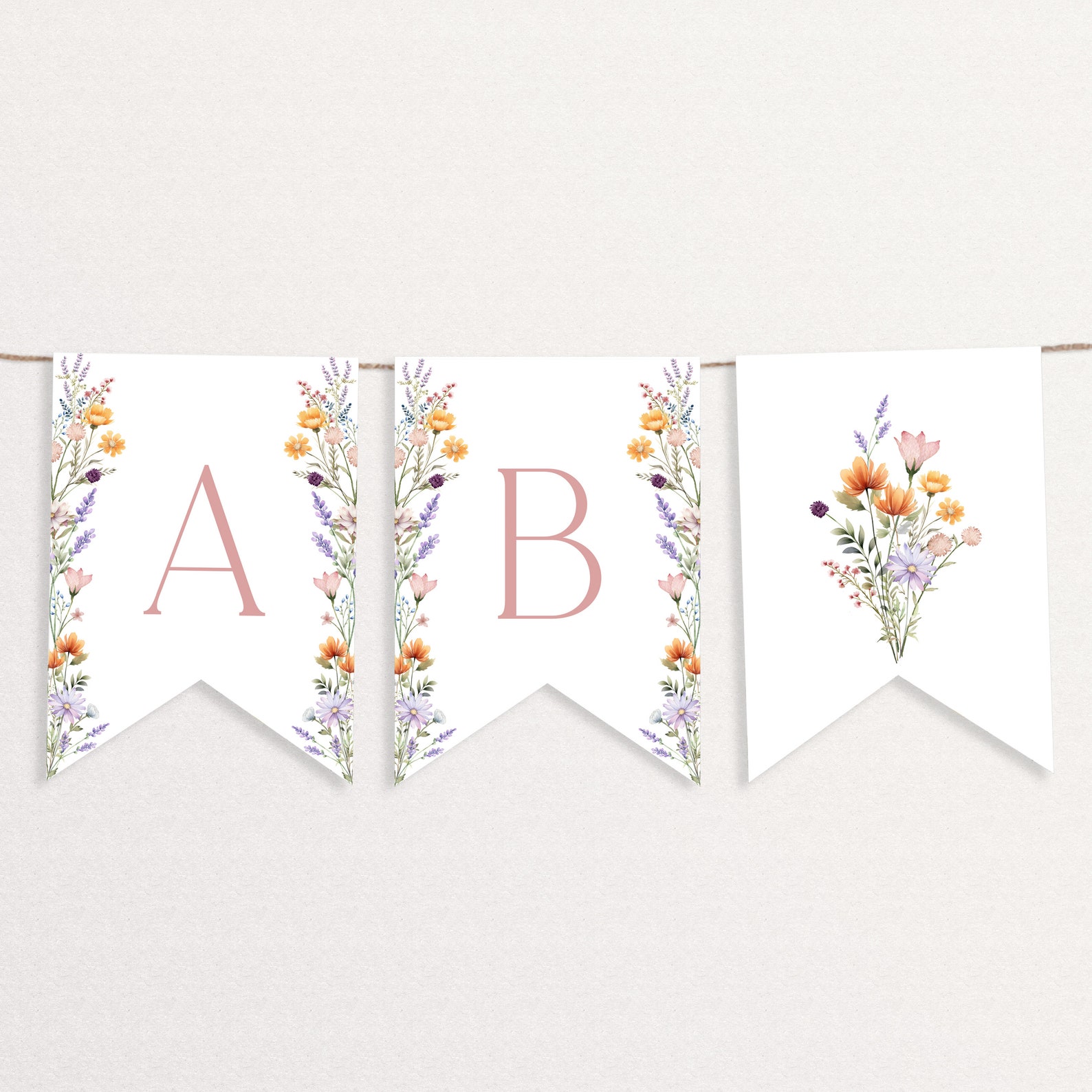 Wildflower Baby Shower Banner Template Printable Floral Custom Banner ...