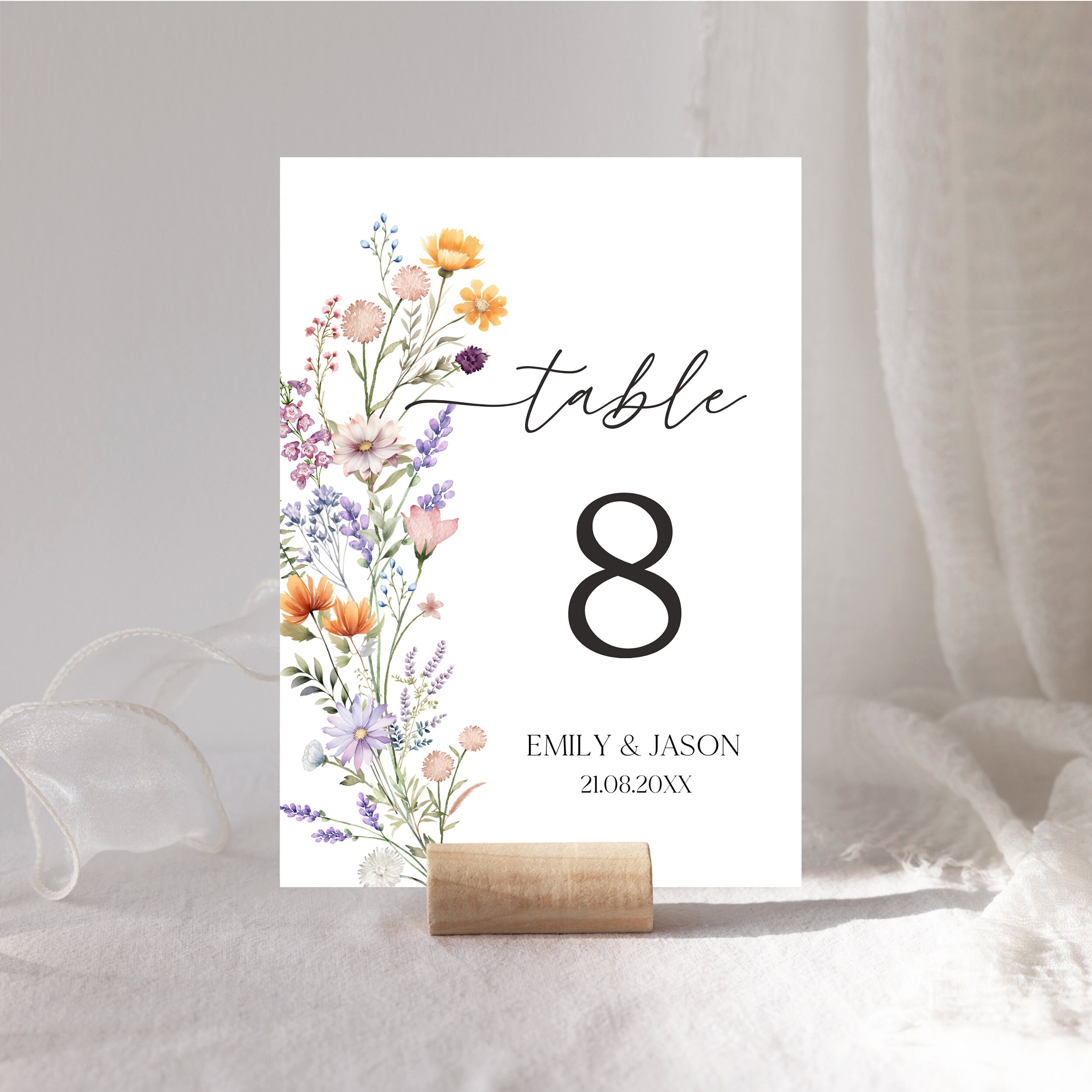 Wildflower Table Number Template Printable Floral Wedding Table Numbers ...