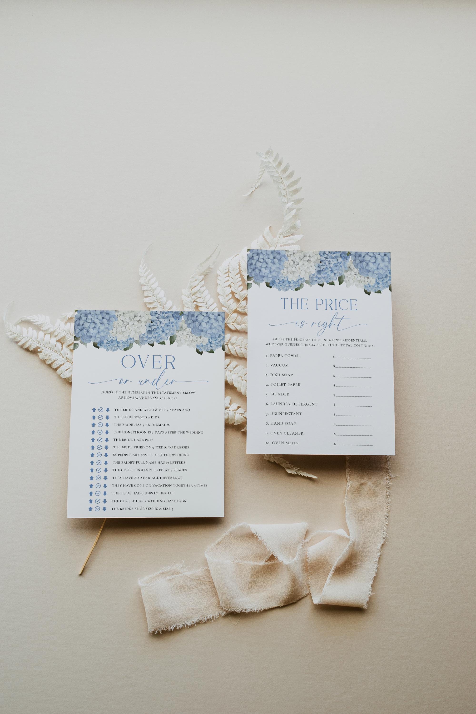 Blue Hydrangea Bridal Shower Games Bundle Something Blue Before I Do ...