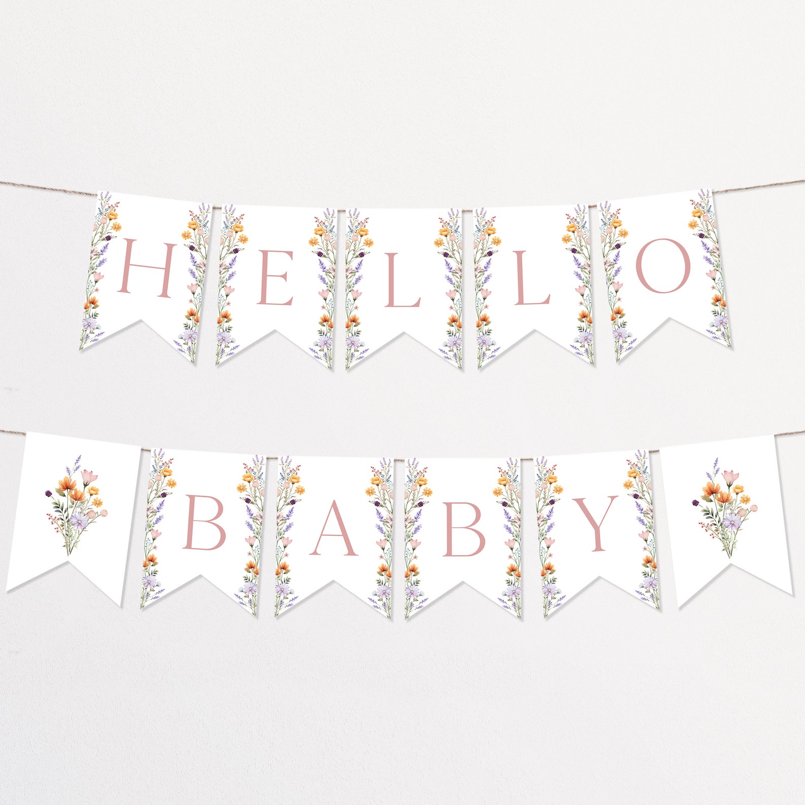 Wildflower Baby Shower Banner Template Printable Floral Custom Banner ...