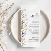 Wildflower Menu Template Floral Wedding Menu Boho Flowers Event Menu ...