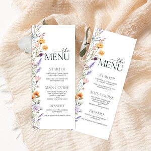 Editable Wildflower Wedding Menu Templatefloral Wedding Menu - Etsy
