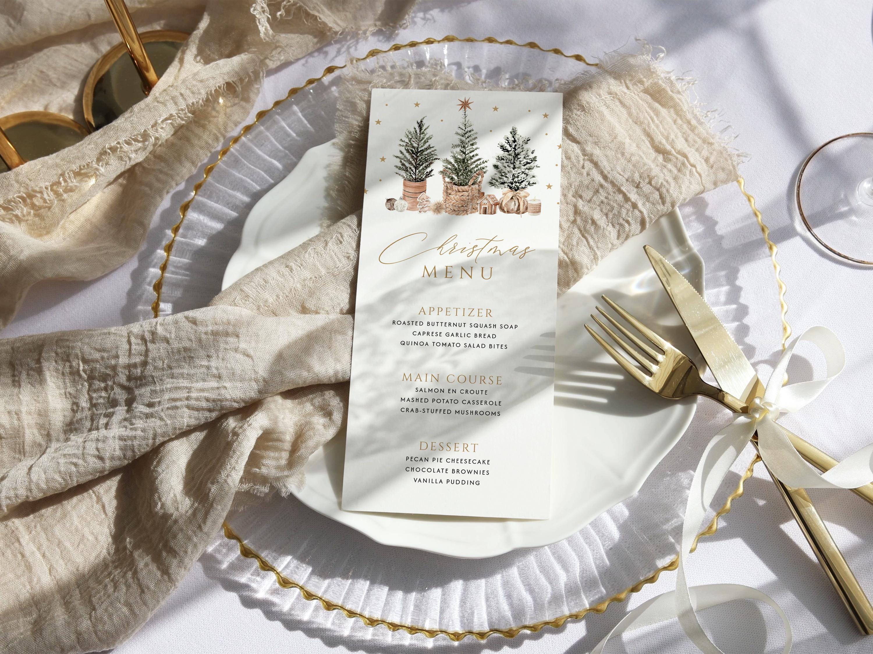 Christmas Dinner Menu Template Editable Holiday Dinner Menu Cozy ...