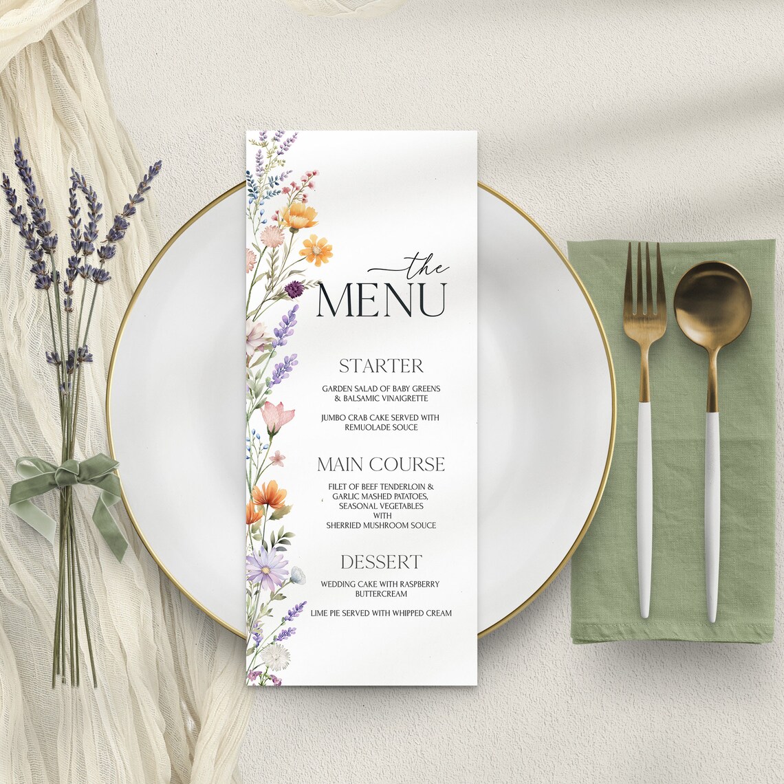 Editable Wildflower Wedding Menu Templatefloral Wedding Menu - Etsy