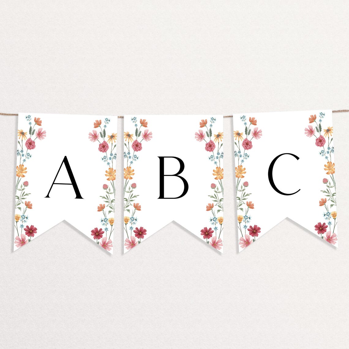 Wildflower Banner Template Editable Custom Banner Boho Flowers Baby ...