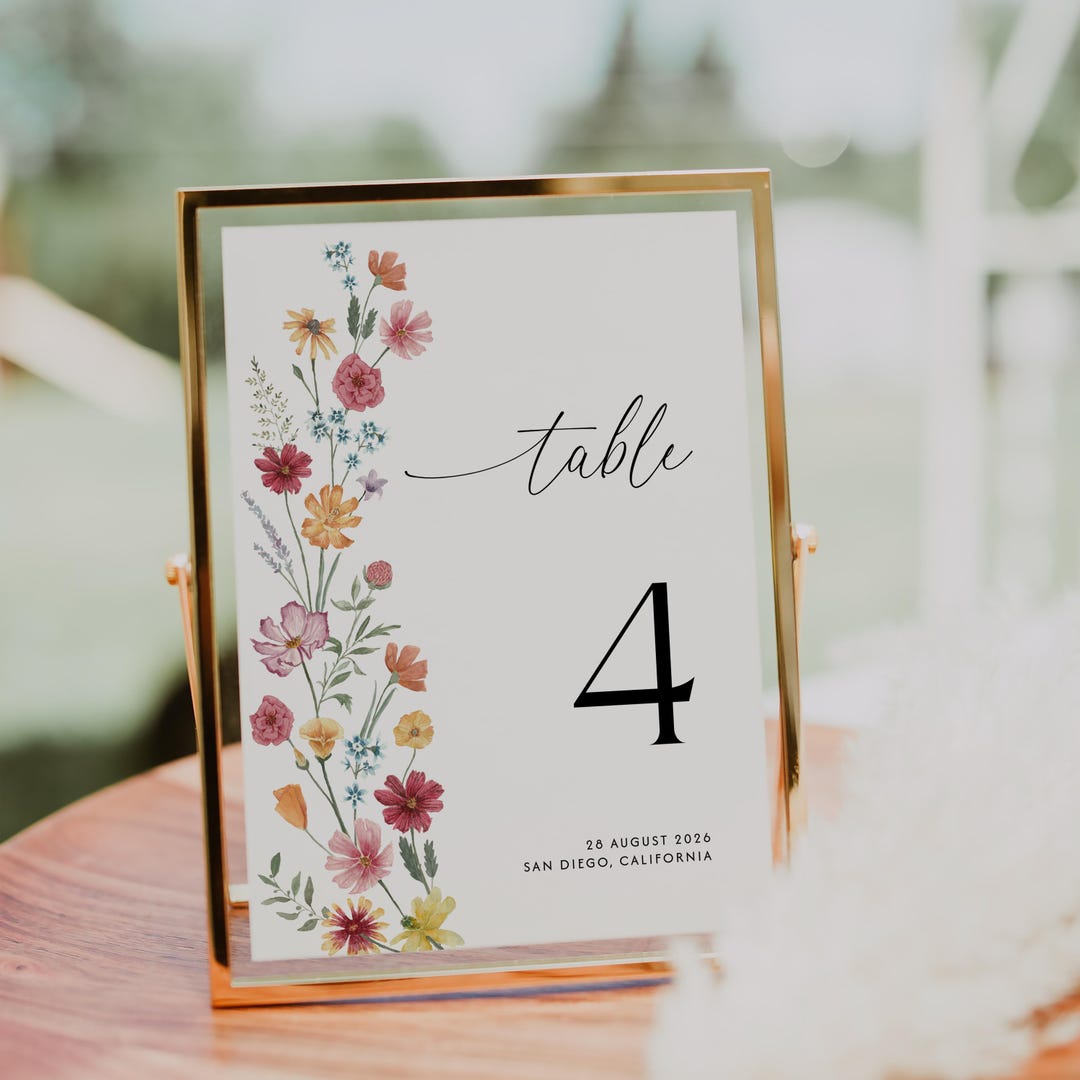 Wildflower Table Number Template Love in Bloom Bridal Shower Table ...