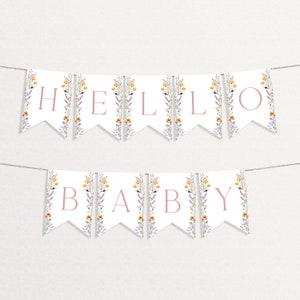 Wildflower Baby Shower Banner Template Printable Floral Custom Banner ...