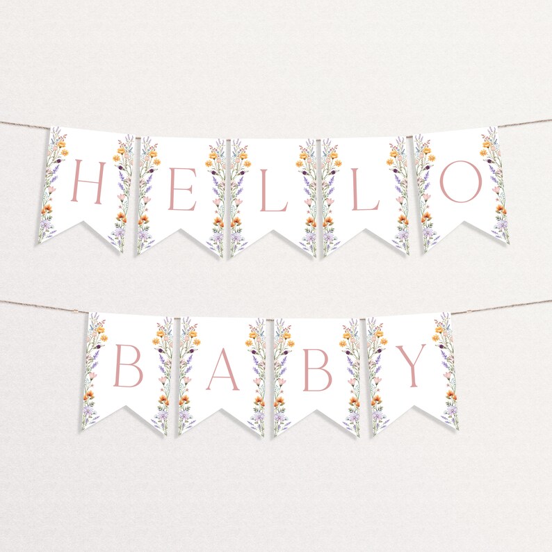 Wildflower Baby Shower Banner Template Printable Floral Custom Banner ...