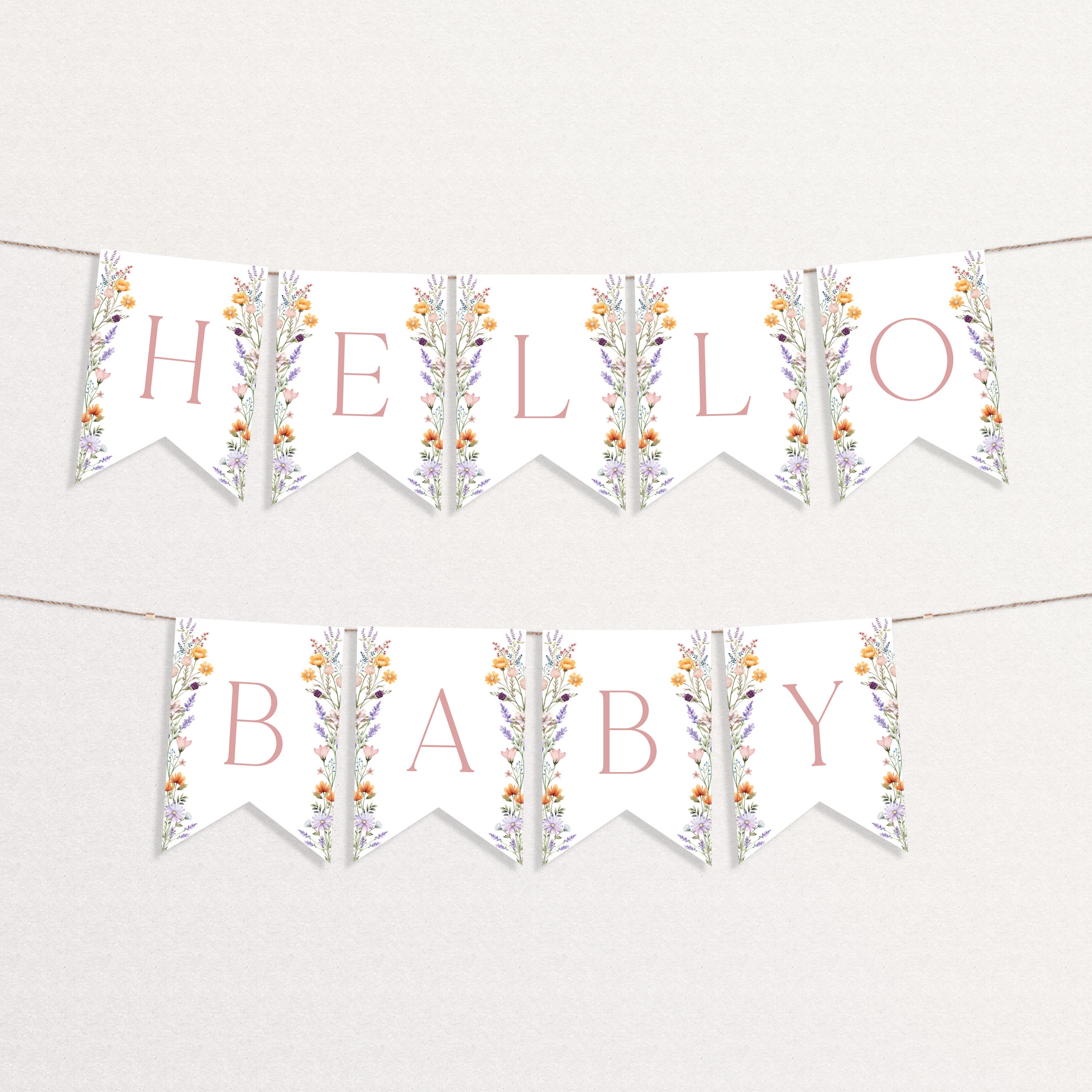Wildflower Baby Shower Banner Template Printable Floral Custom Banner ...