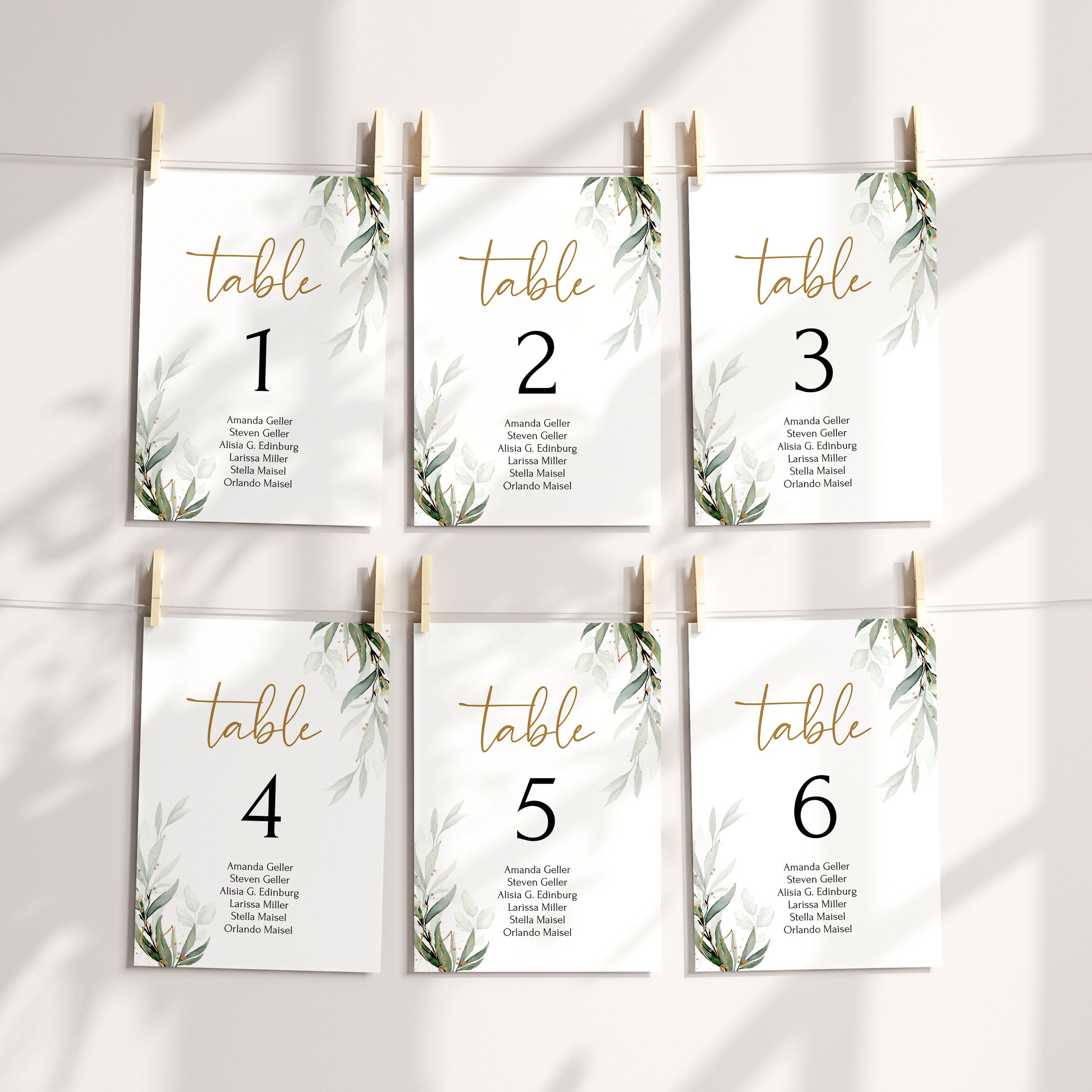 Greenery Seating Chart Templateeucalyptus Wedding Seating - Etsy