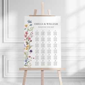 Wildflower Seating Chart Template Wedding Seating Plan Editable Floral ...
