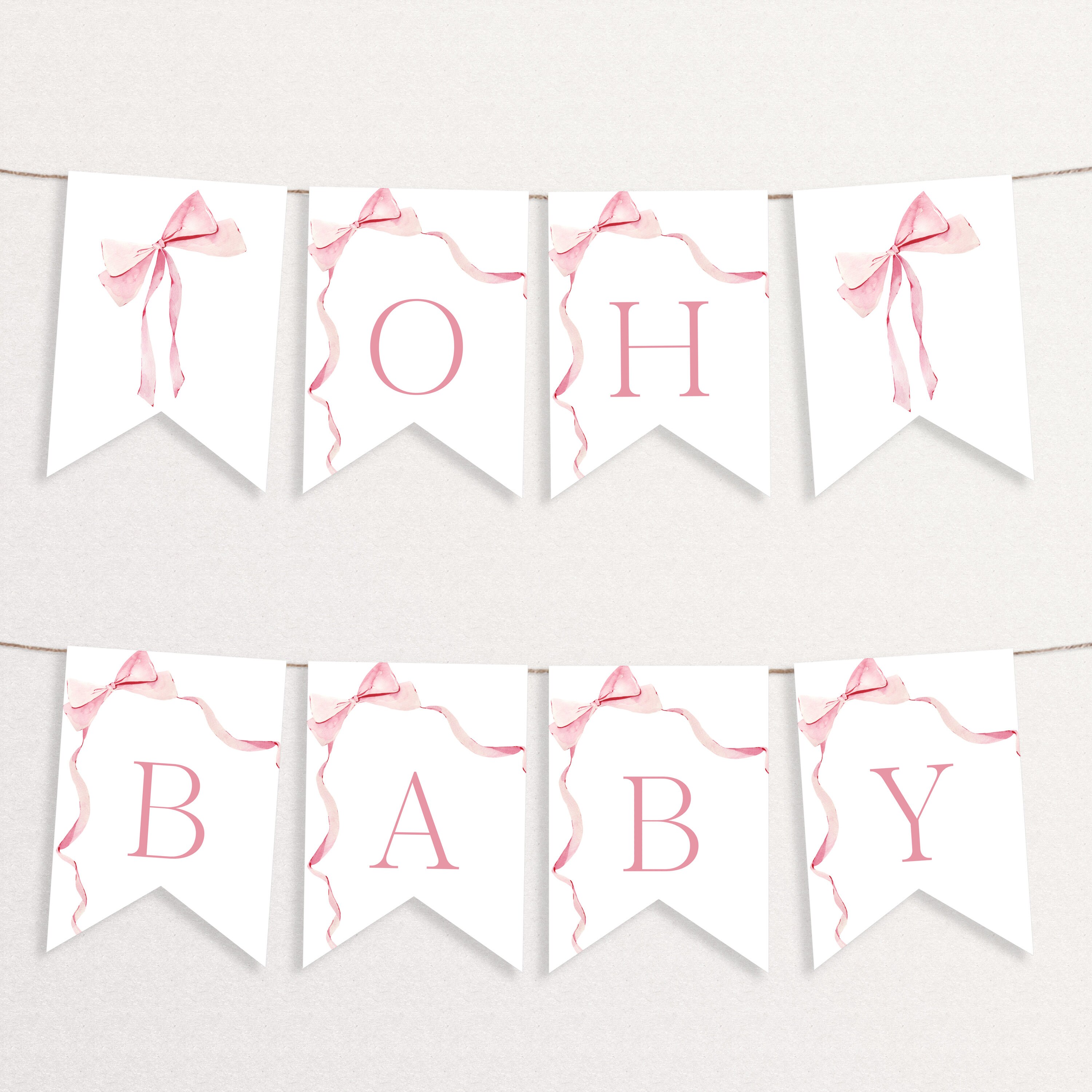 Pink Bow Banner Template Girl Baby Shower Custom Banner Blush Pink ...