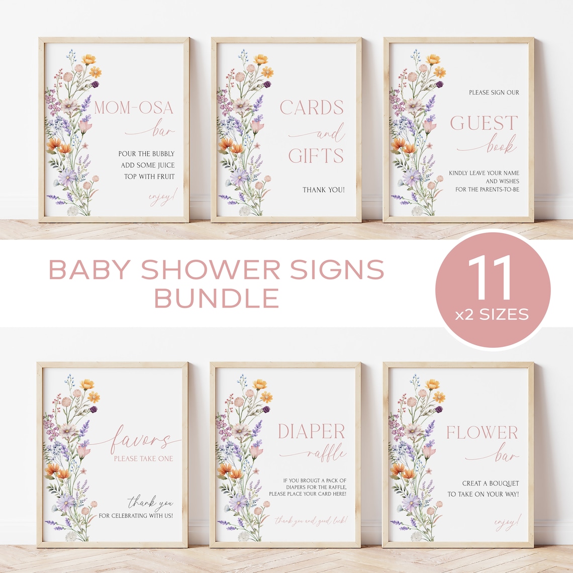 Wildflower Baby Shower Sign Bundle Floral Baby Shower Sign Printable ...