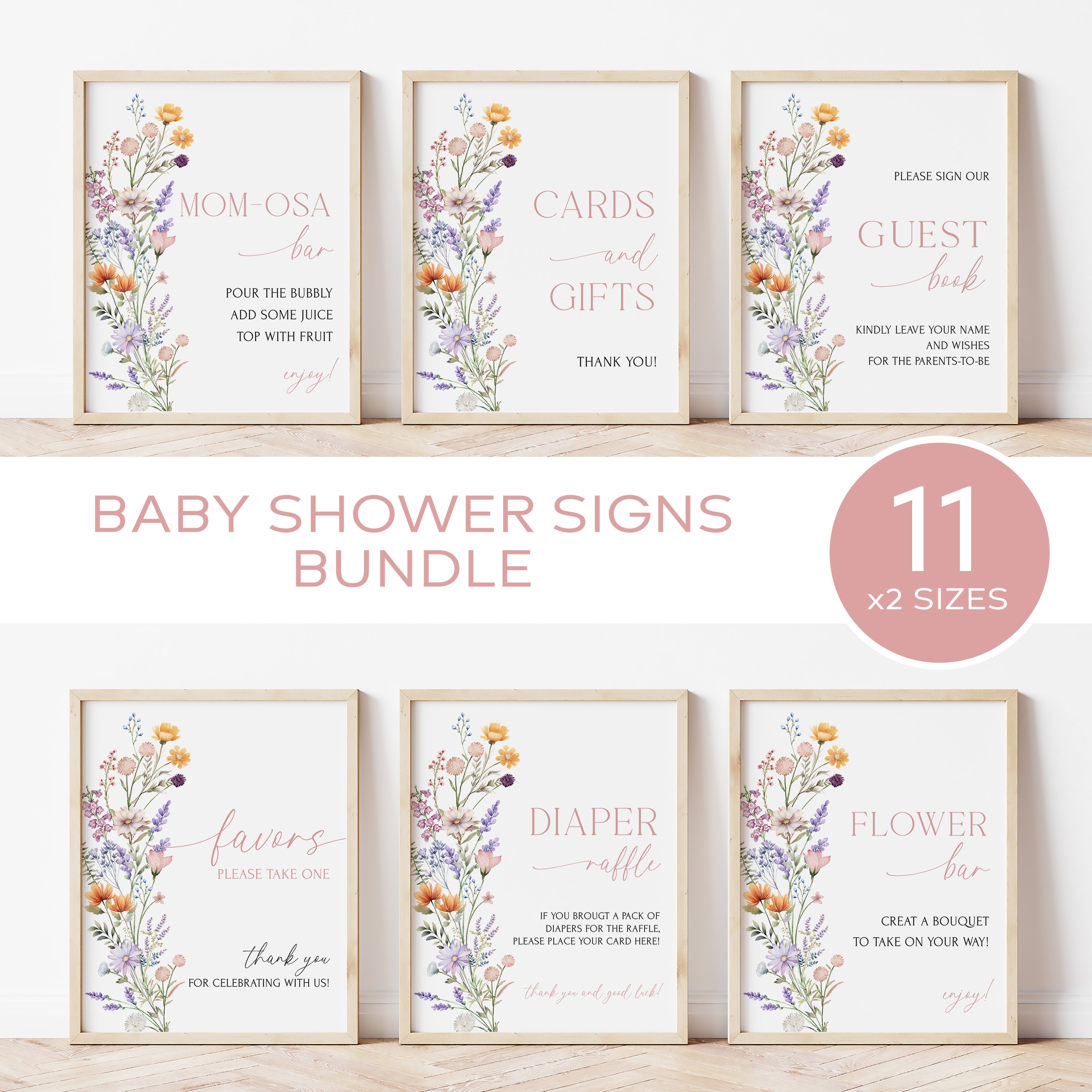 Wildflower Baby Shower Sign Bundle Floral Baby Shower Sign Printable ...