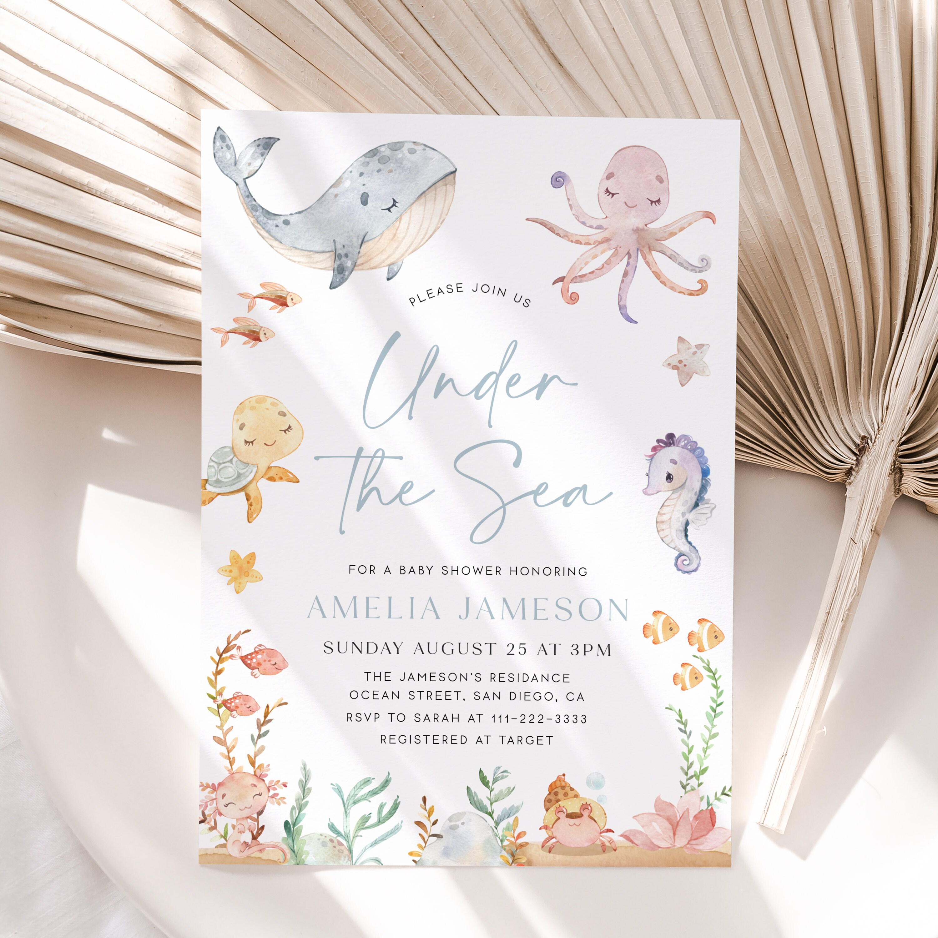 Under the Sea Baby Shower Invitation Suite Ocean Animals Baby Shower ...