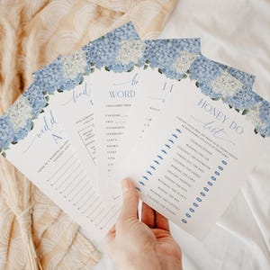 Blue Hydrangea Bridal Shower Games Bundle Something Blue Before I Do ...