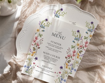 Wildflower Menu Template Floral Wedding Menu Boho Flowers Event Menu ...
