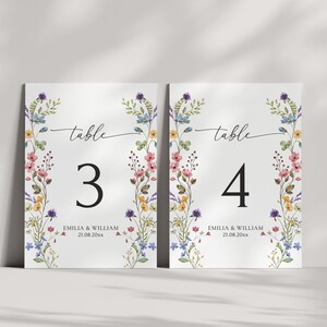 Wildflower Table Number Template Editable Floral Wedding Table Number ...