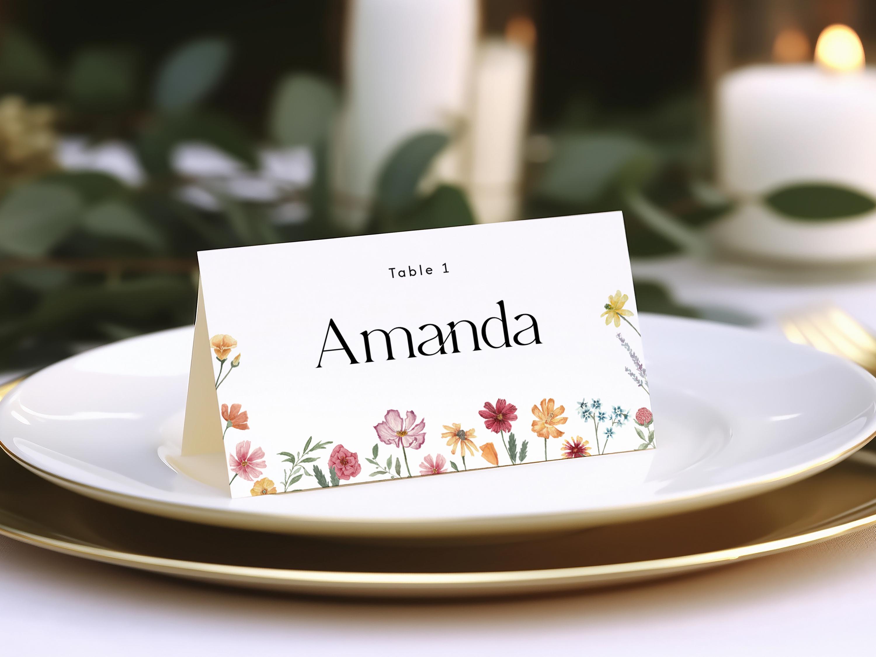 Wildflower Place Card Template Love in Bloom Bridal Shower Seating Card ...