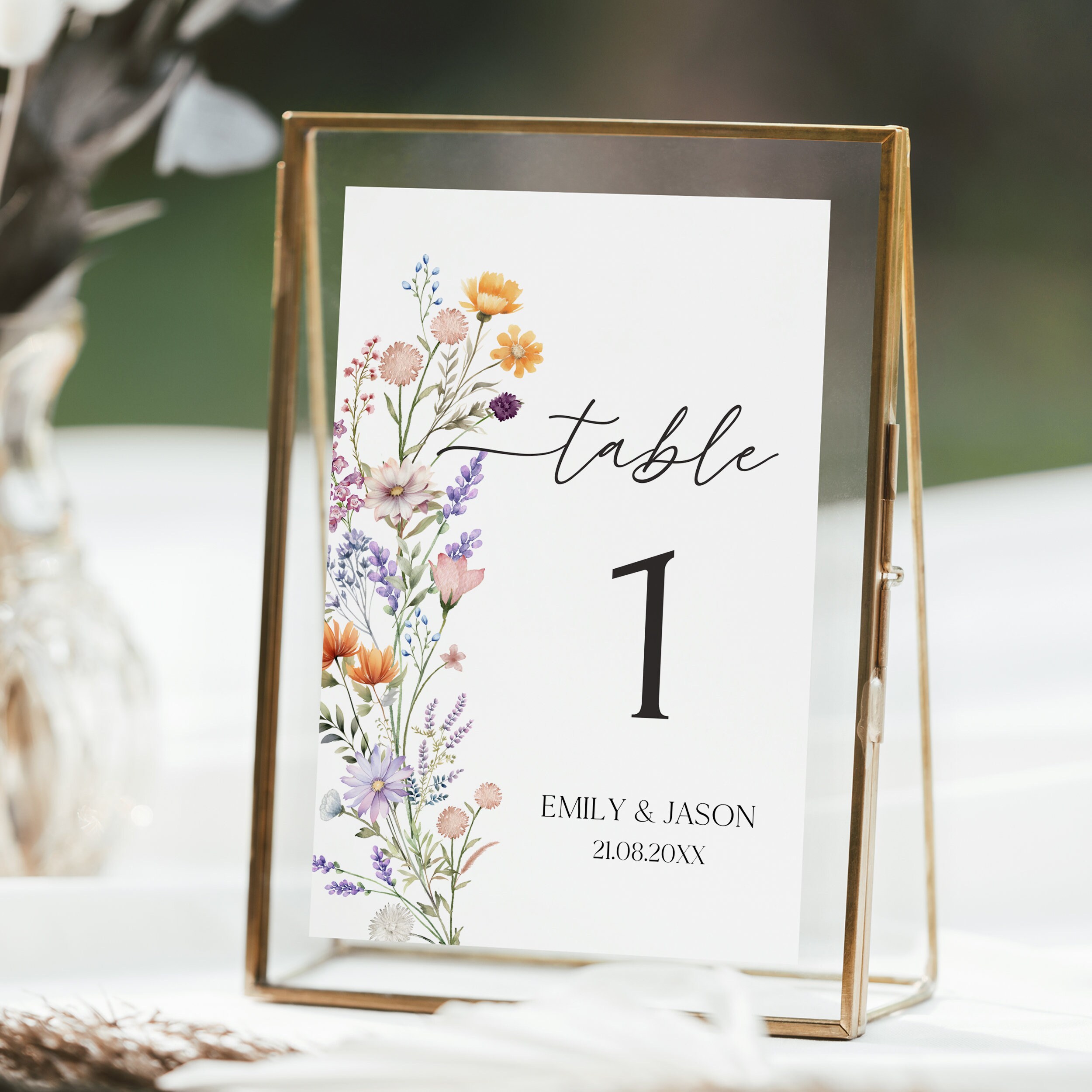 Wildflower Table Number Template Printable Floral Wedding Table Numbers ...