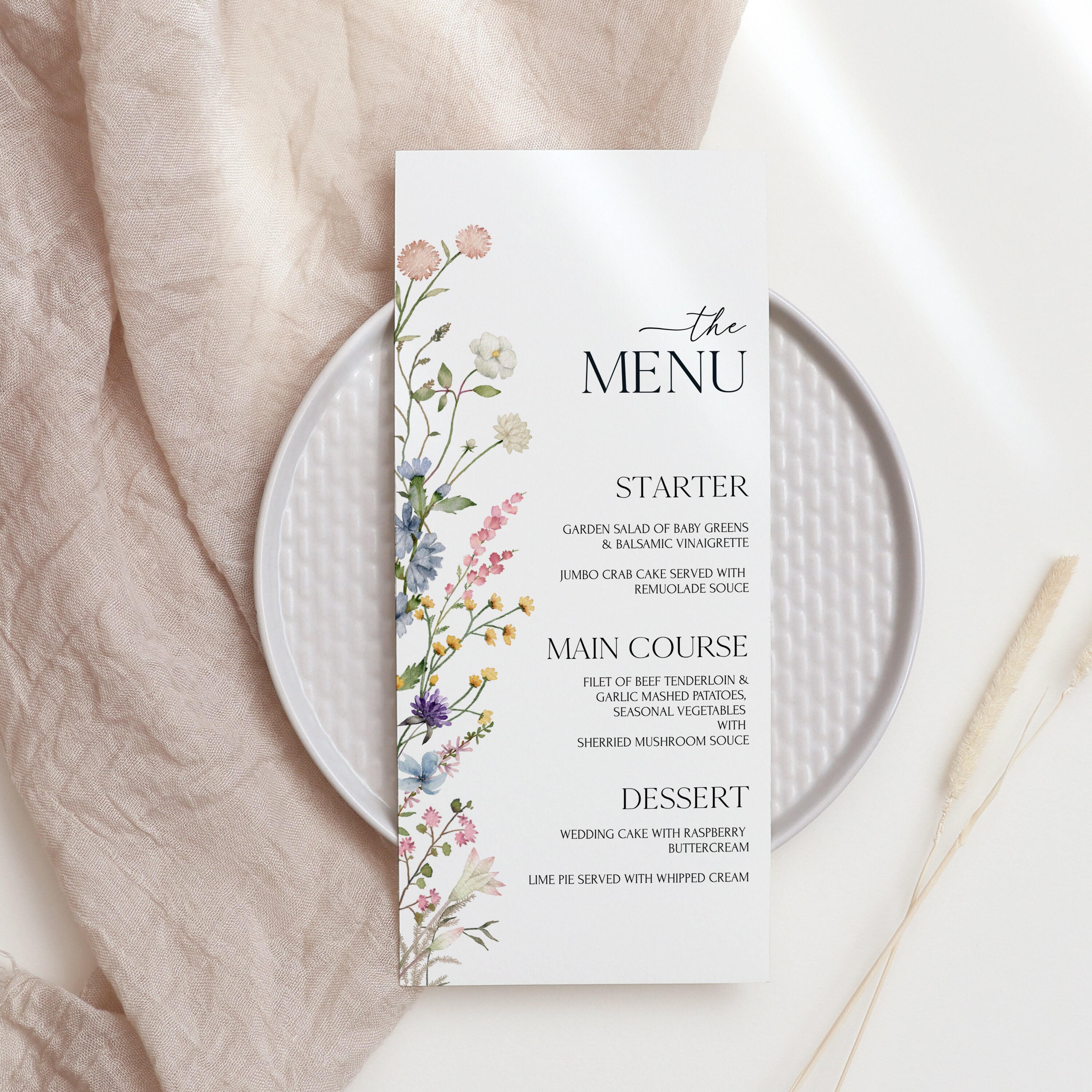 Wilflower Wedding Menu Template Editable Floral Wedding Menu Cards Boho ...