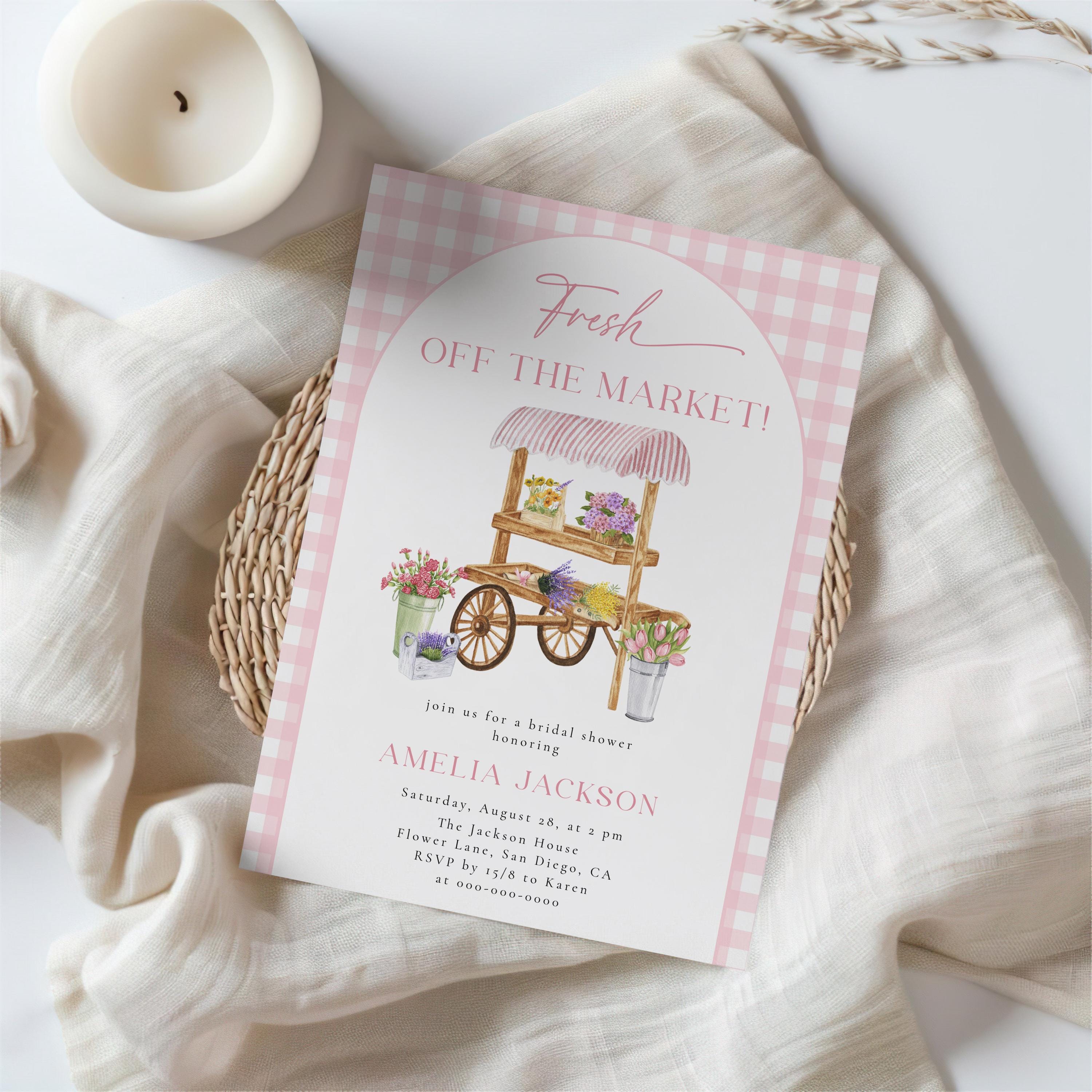 Fresh off the Market Bridal Shower Invitation Template Editable Pink ...
