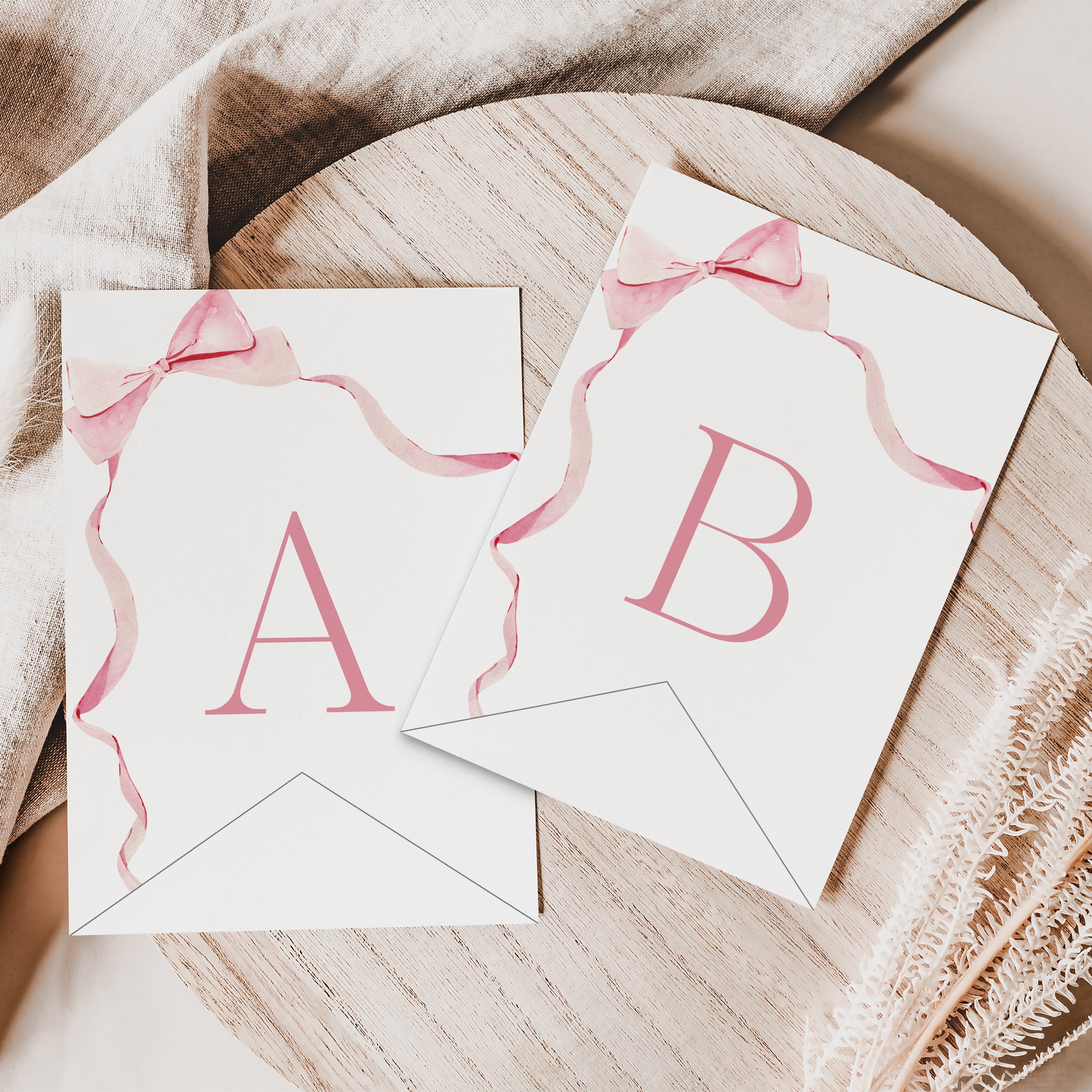 Pink Bow Banner Template Girl Baby Shower Custom Banner Blush Pink ...