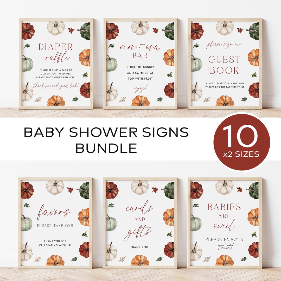 Little Pumpkin Baby Shower Signs Bundle Autumn Table Signs Set Fall ...