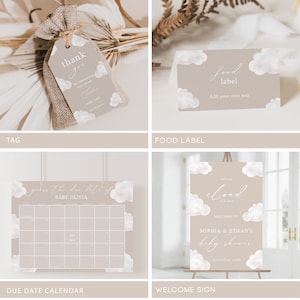 Neutral Cloud Baby Shower Bundle Printable Cloud Nine Baby Shower ...