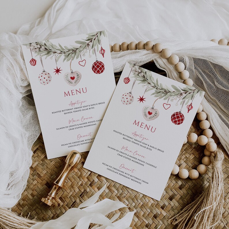 Christmas Menu Template Editable Winter Wedding Menu Card Holiday ...