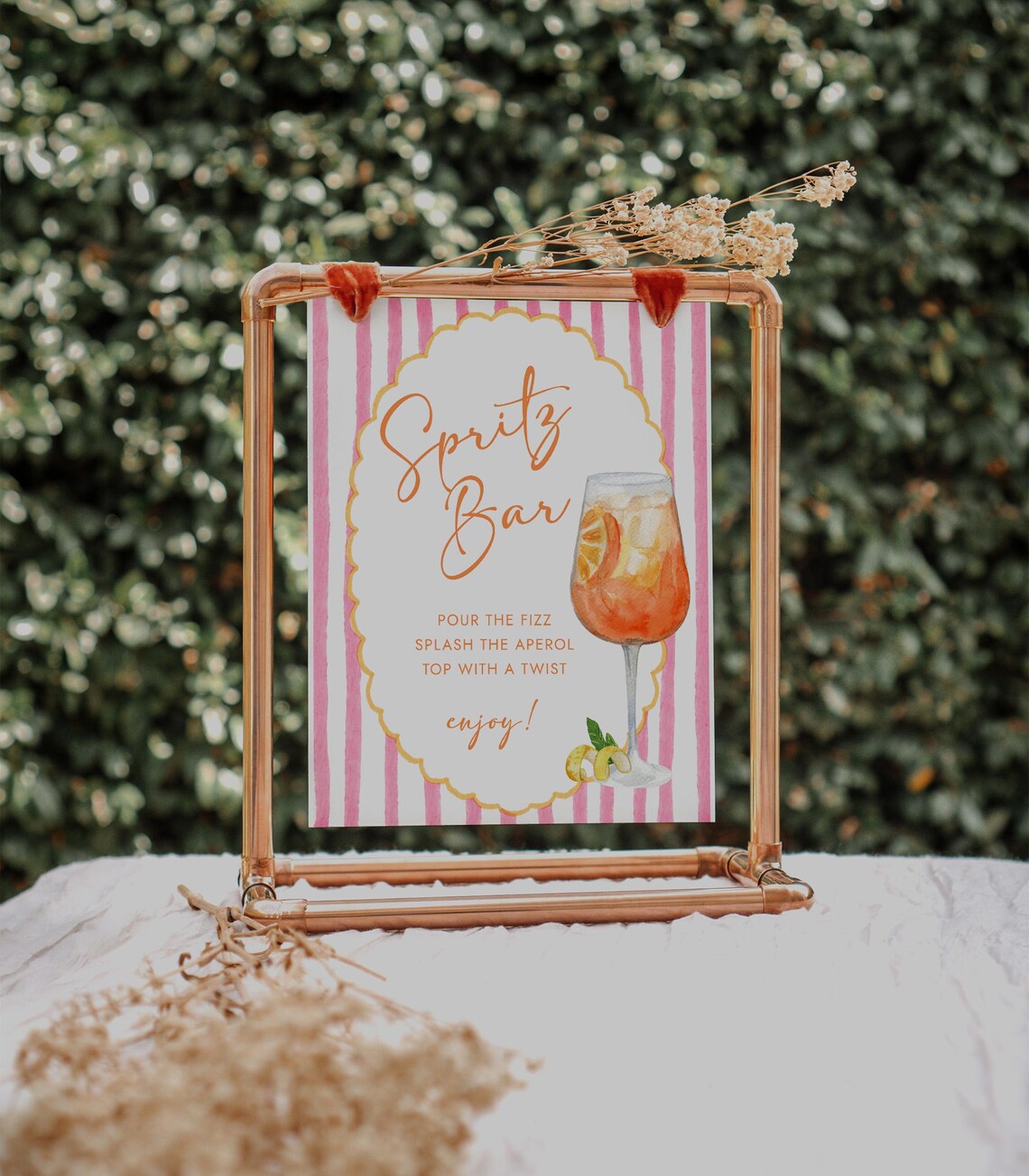 Aperol Spritz Bar Sign Template Watercolor Spritz Station Love at First ...