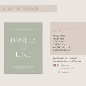 Sage Green Wedding Welcome Sign Template Green Welcome Signage ...