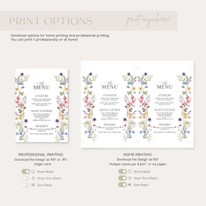 Wildflower Menu Template Floral Wedding Menu Boho Flowers Event Menu ...
