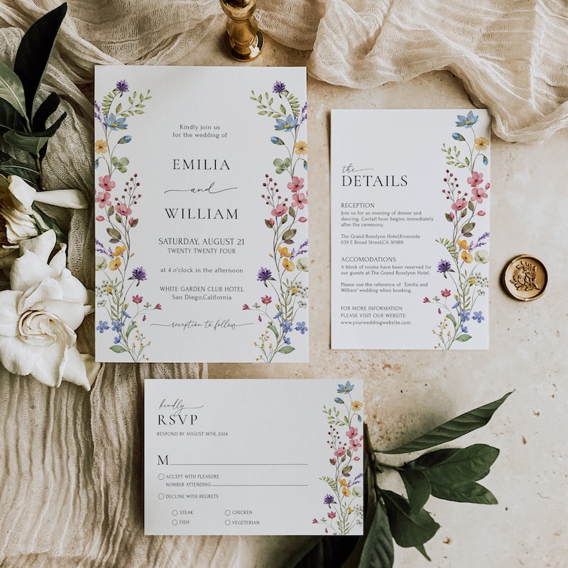 Wildflower Wedding Invitation - Etsy