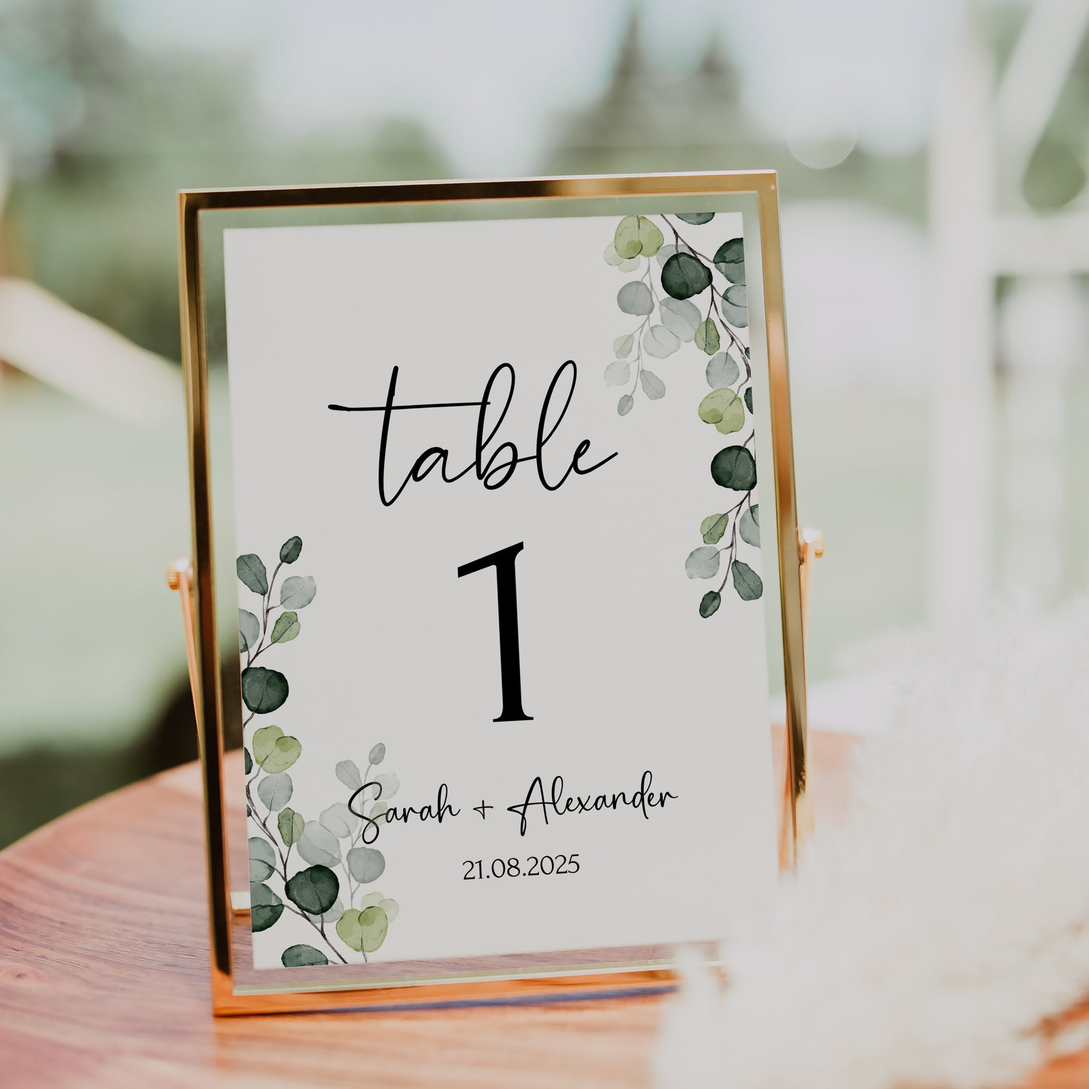 Greenery Wedding Table Numbers Template Eucalyptus Wedding Table ...
