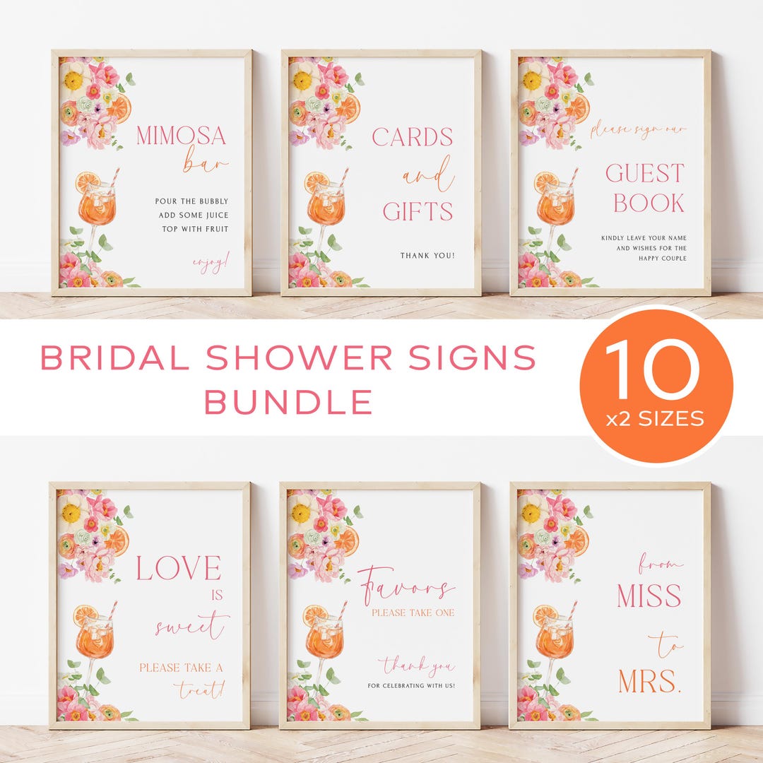 Aperol Spritz Bridal Shower Signs Bundle Love at First Spritz Bridal ...