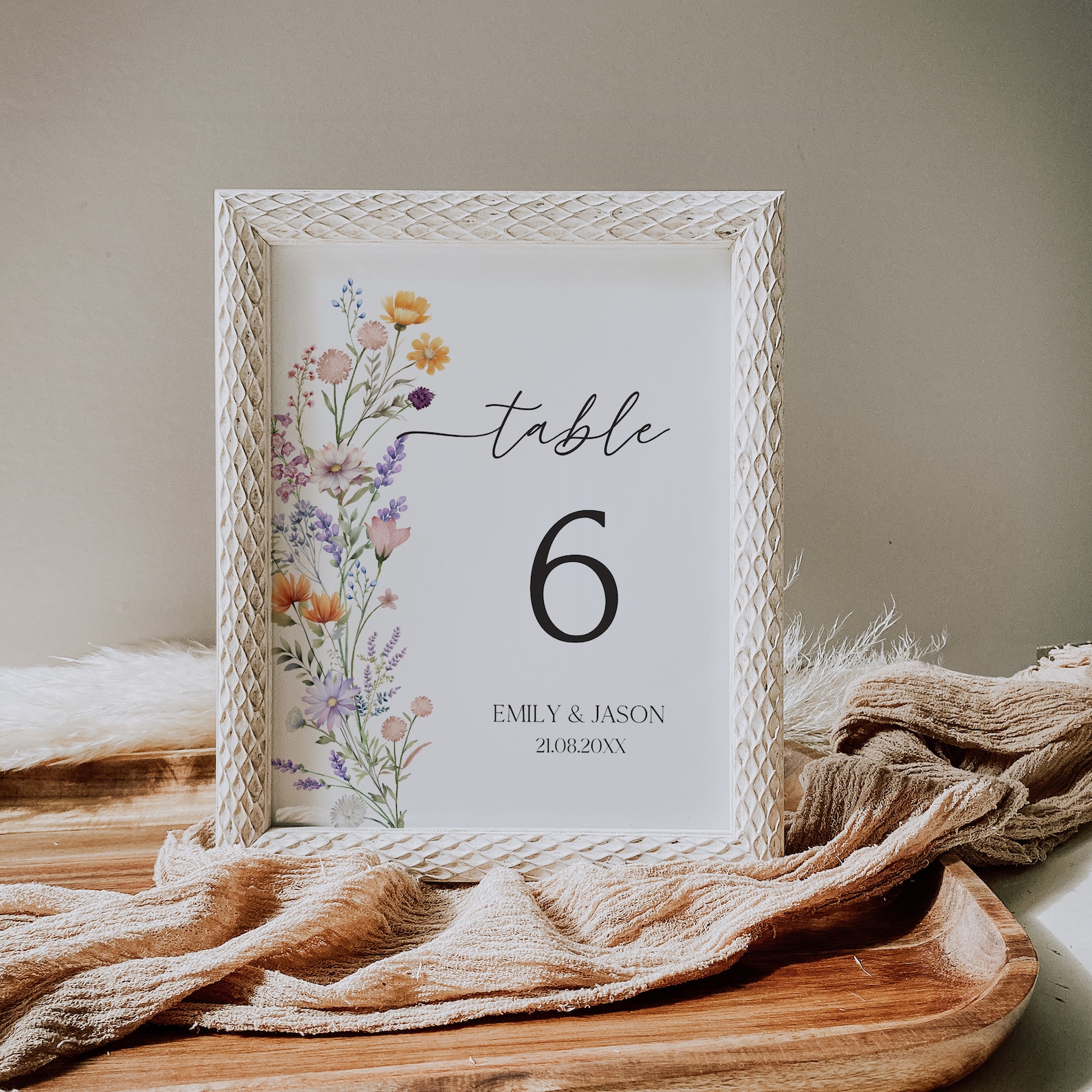 Wildflower Table Number Template Printable Floral Wedding Table Numbers ...