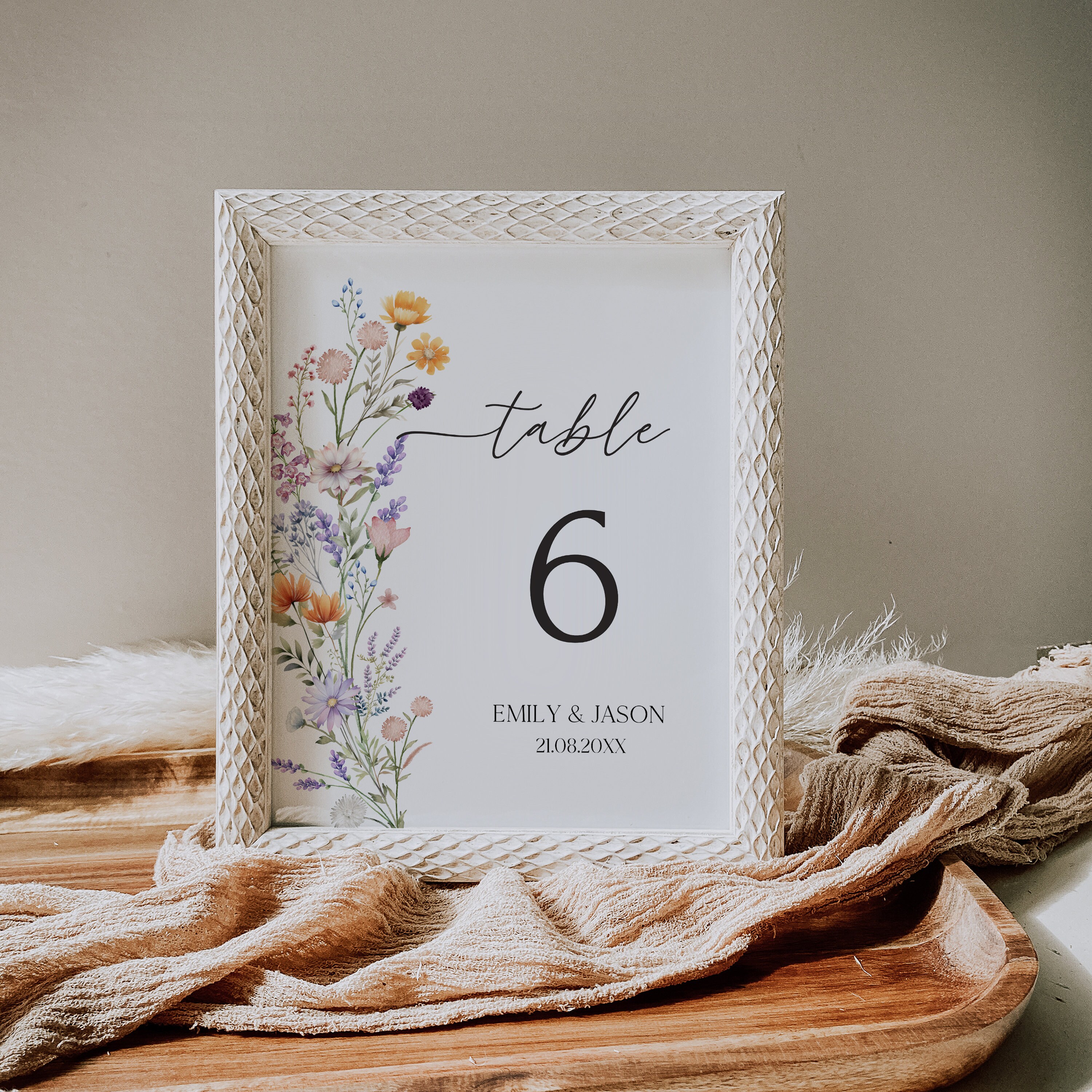 Wildflower Table Number Template Printable Floral Wedding Table Numbers ...