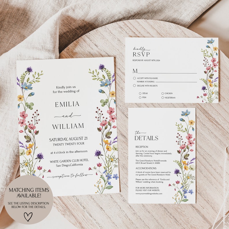 Wildflower Wedding Program Template Floral Wedding Ceremony Program ...