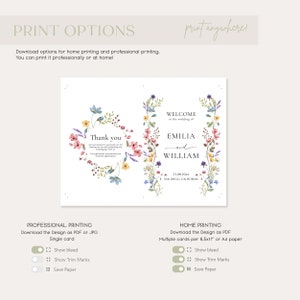 Wildflower Wedding Program Template Floral Wedding Ceremony Program ...