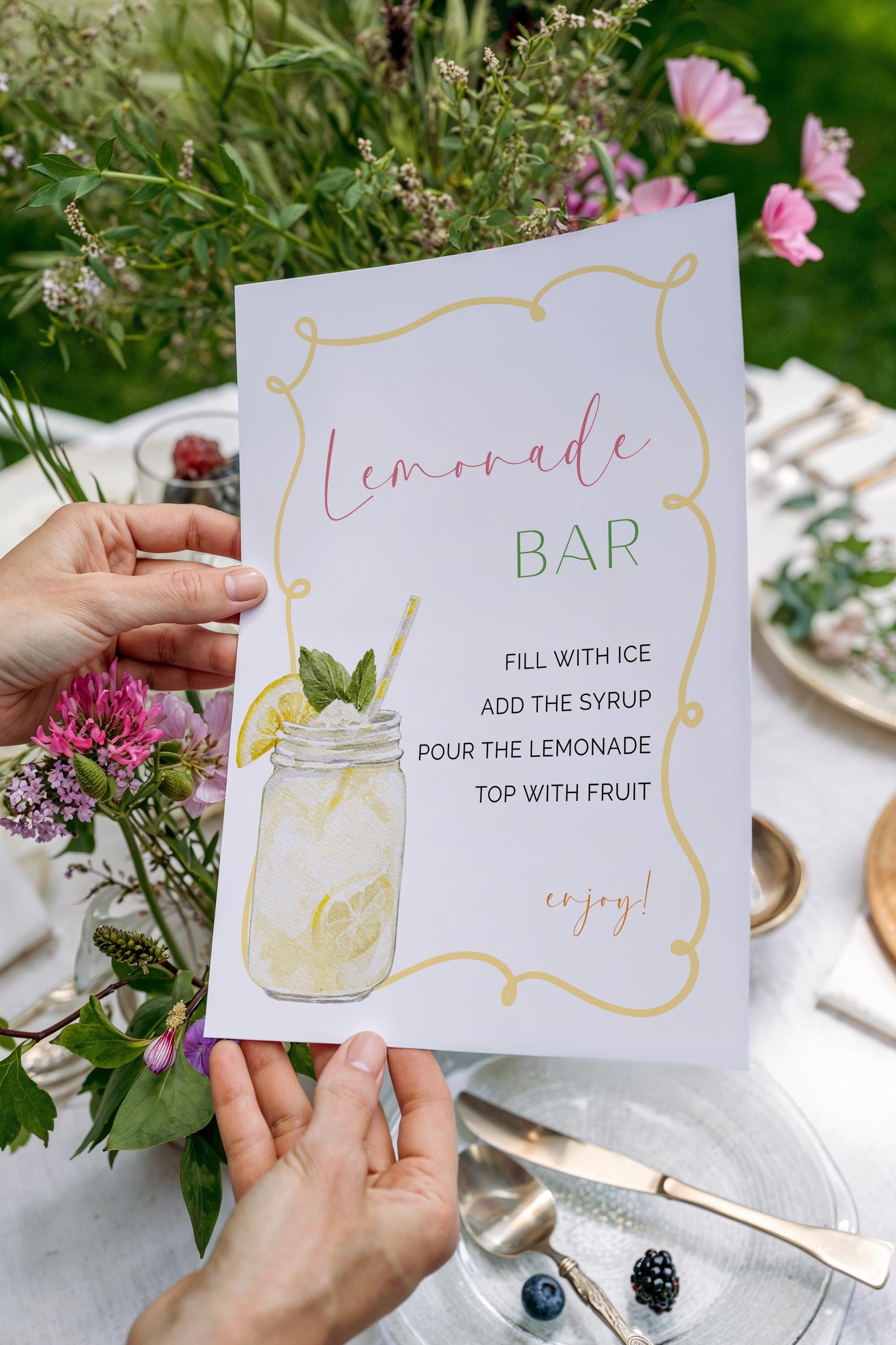 Lemonade Bar Sign Template Wavy Lemonade Bar Printable Graduation Party ...