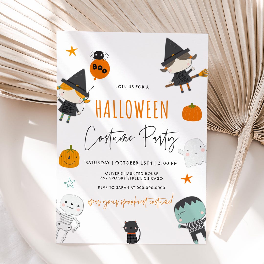 Halloween Costume Party Invitation Template Kids Halloween Party Invite ...