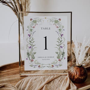 Wildflower Table Numbers Wedding Template Editable Pastel Floral Table ...